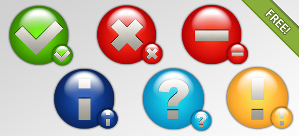 Six Status Icons - Free PSD Files