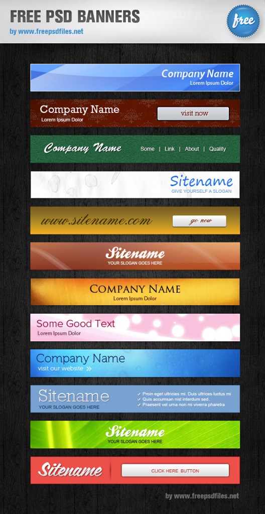 Free PSD Banners - 12 Banner Templates - Free PSD Files