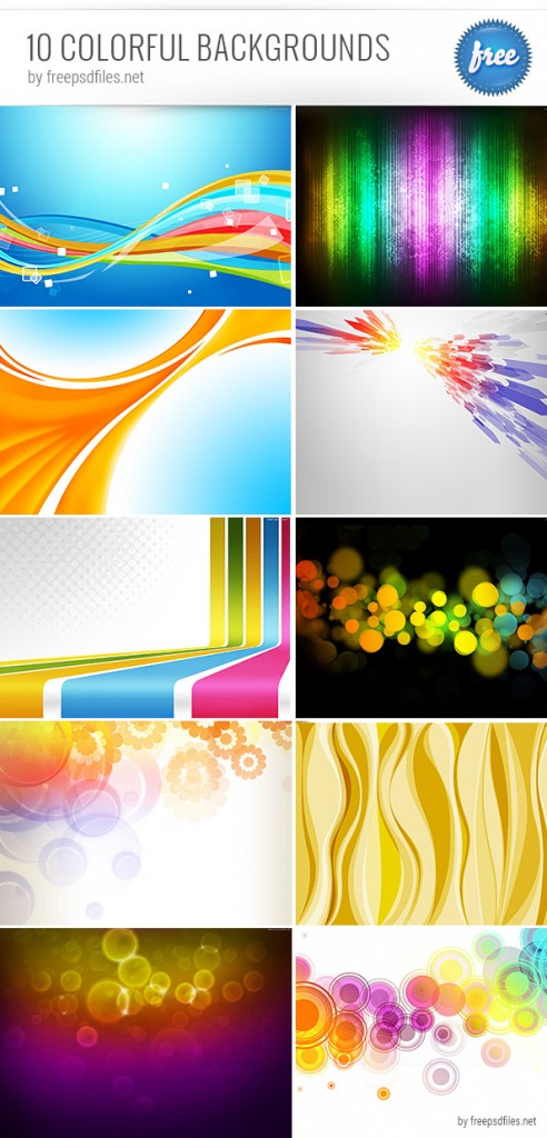 10 Colorful Backgrounds Set - Free PSD Files