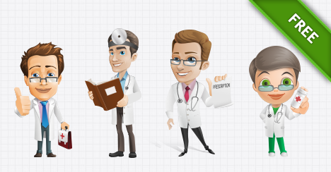 Male Doctor Vector Character Set - Free PSD Files