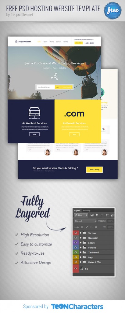 Free PSD Hosting Website Template - Free PSD Files