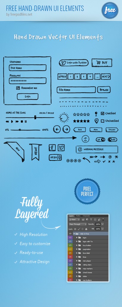 Free PSD Hand-drawn UI Elements - Free PSD Files