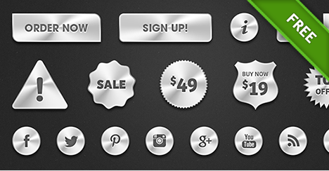 Free PSD Metal Web Buttons - Free PSD Files