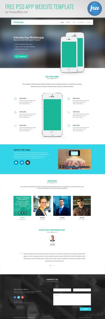 Free PSD App Website Template
