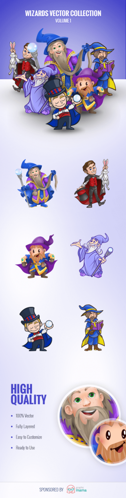 Free Vector Wizard Characters: Vol. 1 - Free PSD Files