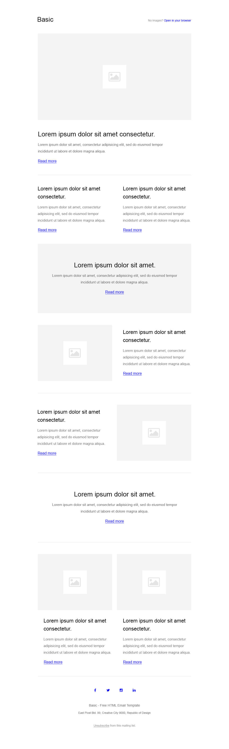 Basic Free HTML Email Template Free PSD Files