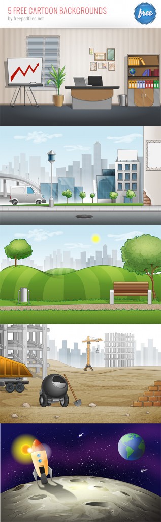 Free Cartoon Backgrounds Set - Free PSD Files